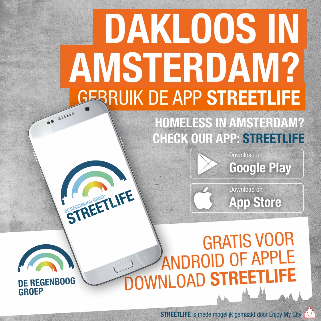 Streetlife app, overleven op straat in Amsterdam.